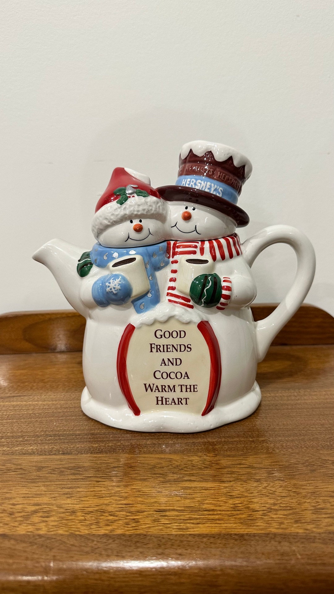 Hershey's Snowman Teapot Good Friends & Cocoa Warm the Heart Never Used ...