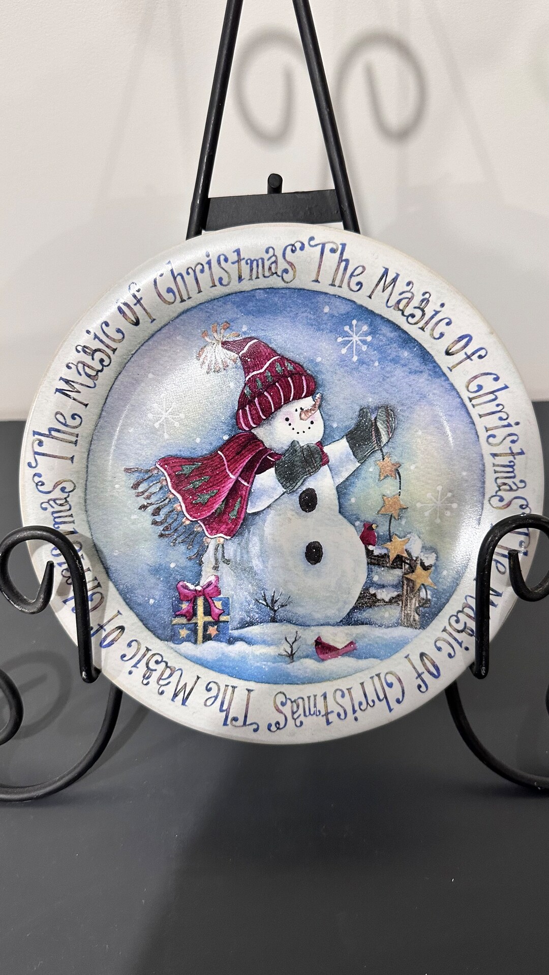 Decorative Snowman Plates Christmas / Snow Snowflakes Reads “the Magic ...