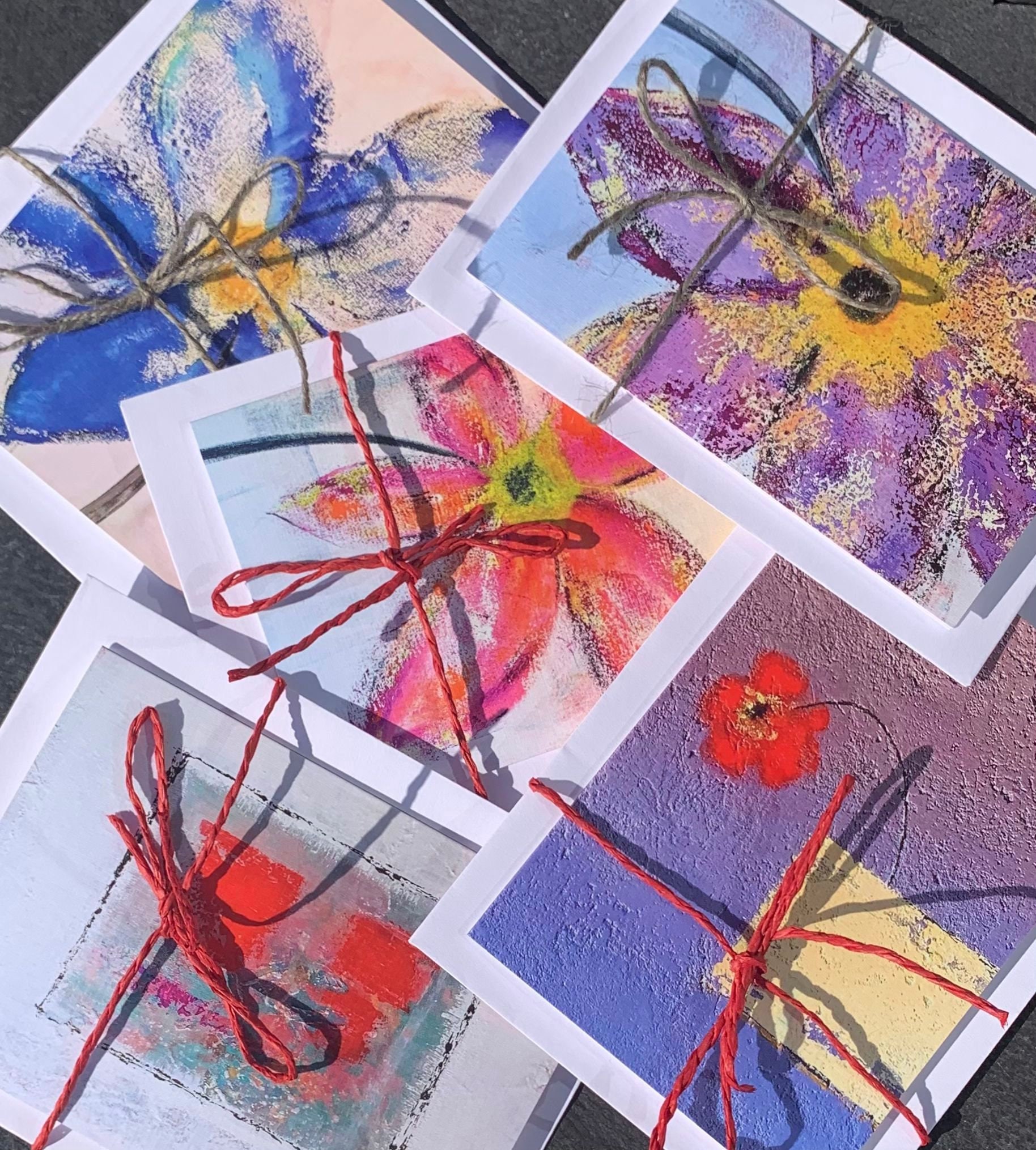 Original Art Cards on Luxurious Linen Paper, 5 Assorted Cards, Blank ...