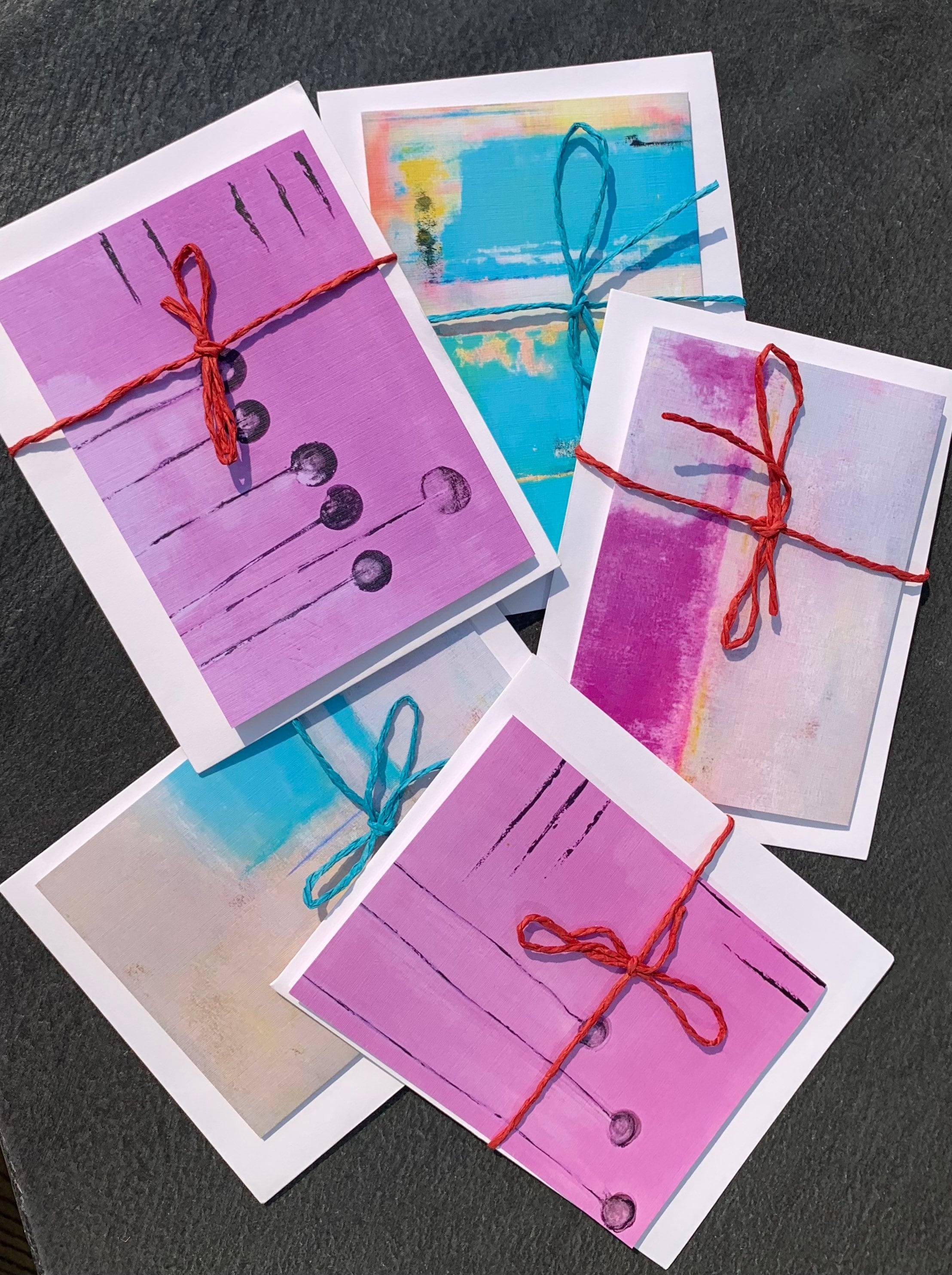 Original Art Cards on Luxurious Linen Paper, 5 Assorted Cards, Blank ...