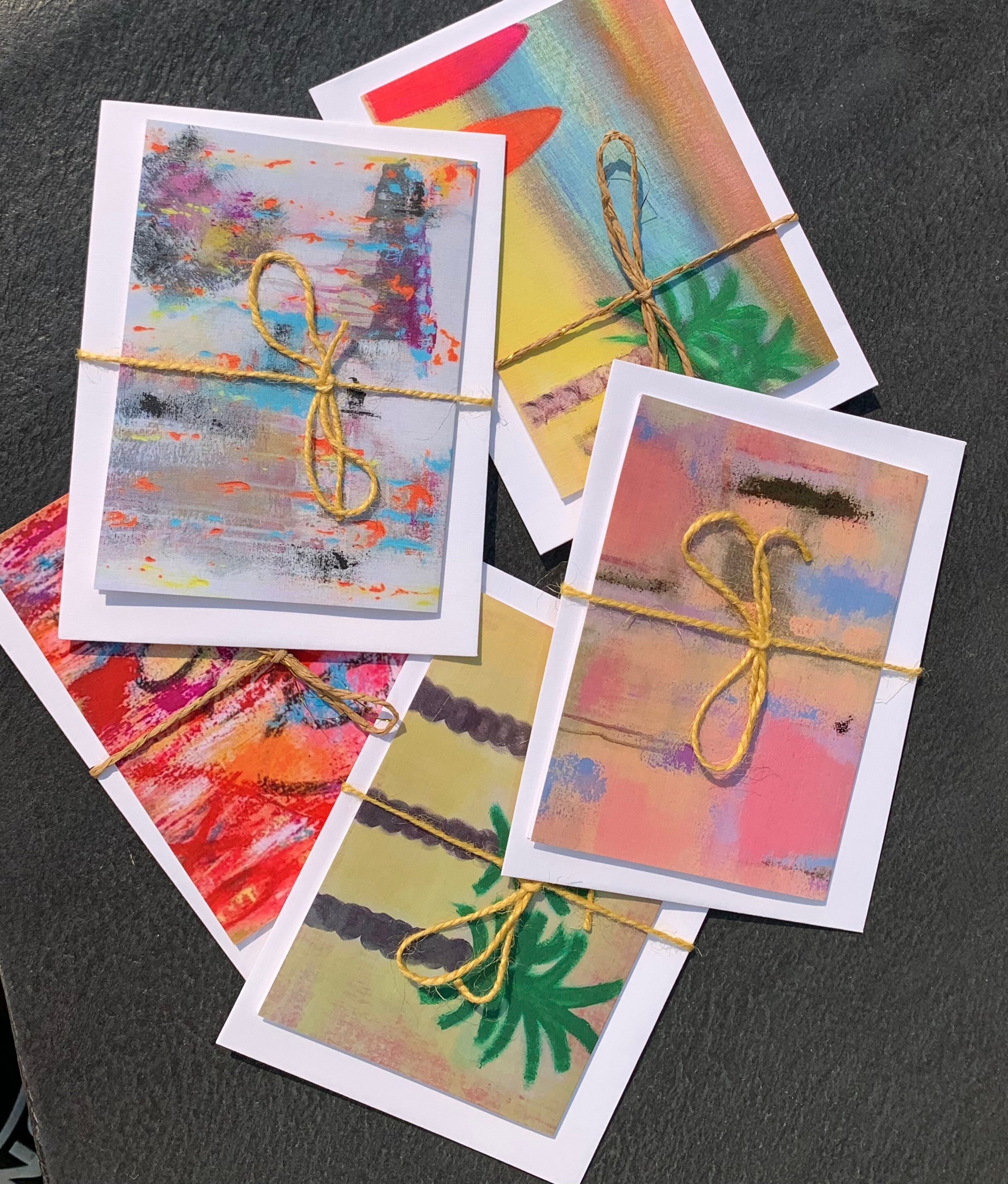 Original Art Cards on Luxurious Linen Paper, 5 Assorted Cards, Blank ...