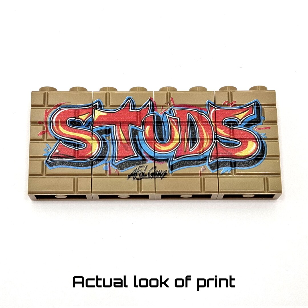Printed Bricks - Graffiti STUDS 02 Dark Tan - Etsy