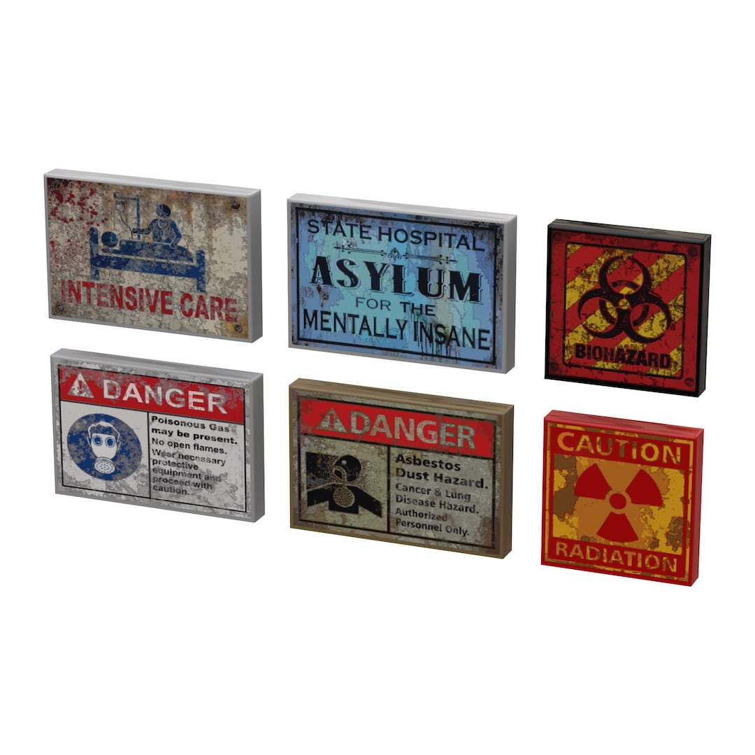 Printed Tiles - Post Apocalyptic Signs Pack - Etsy