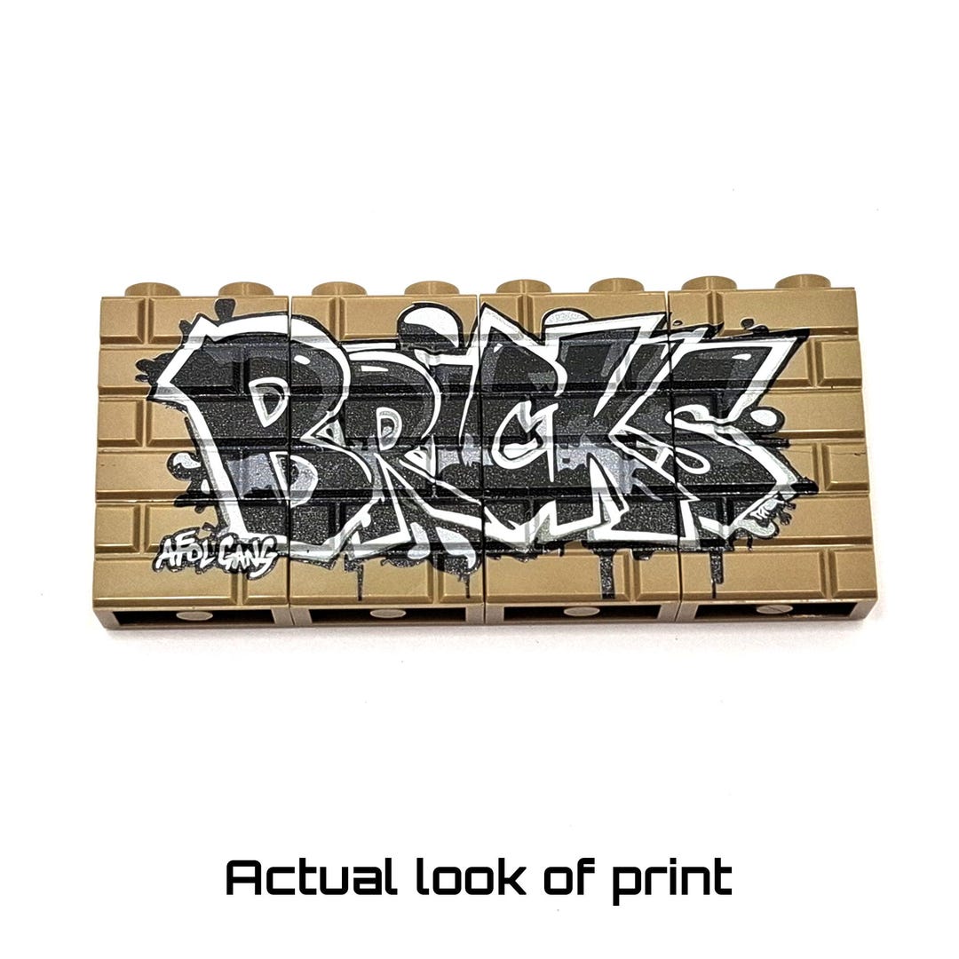 Printed Bricks - Graffiti BRICKS 02 Dark Tan - Etsy