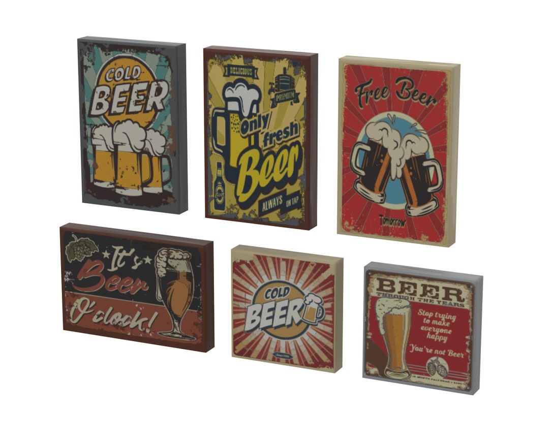 Printed Tiles - Vintage, Retro Pub Signs, Beer Pack - Etsy