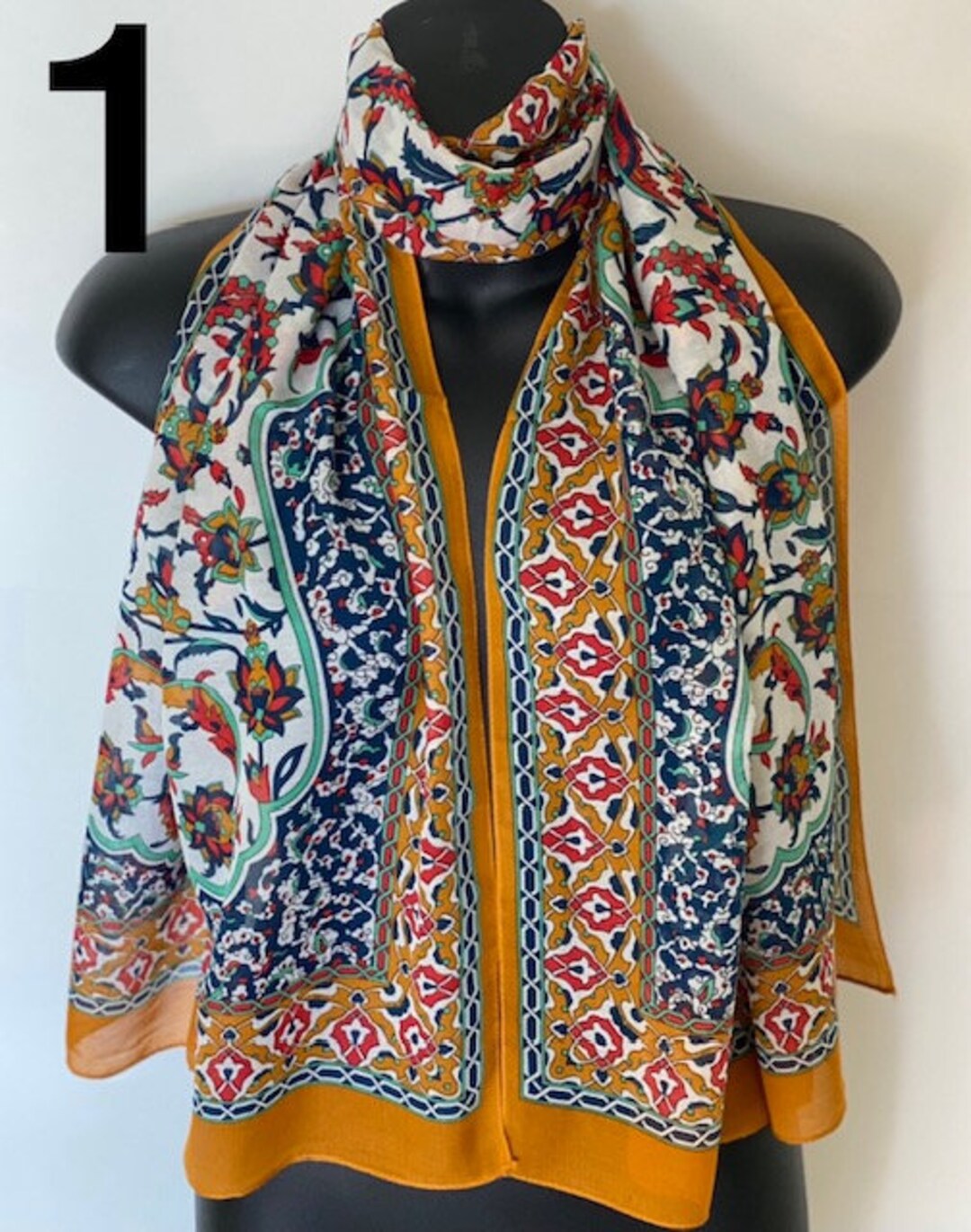 Multi Pattern Scarf, Traditional Design, 154*56 Cm, %100 Cotton Shawl ...