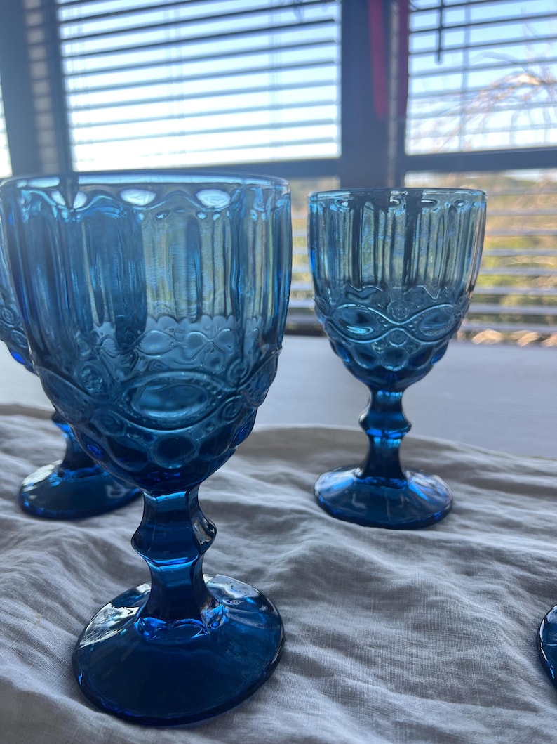Vintage Blue Goblet/glassware - Etsy