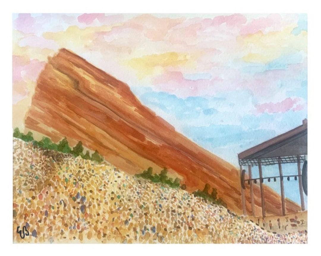 Red Rocks Colorado Art Print | Red Rocks Amphitheater Painting ...