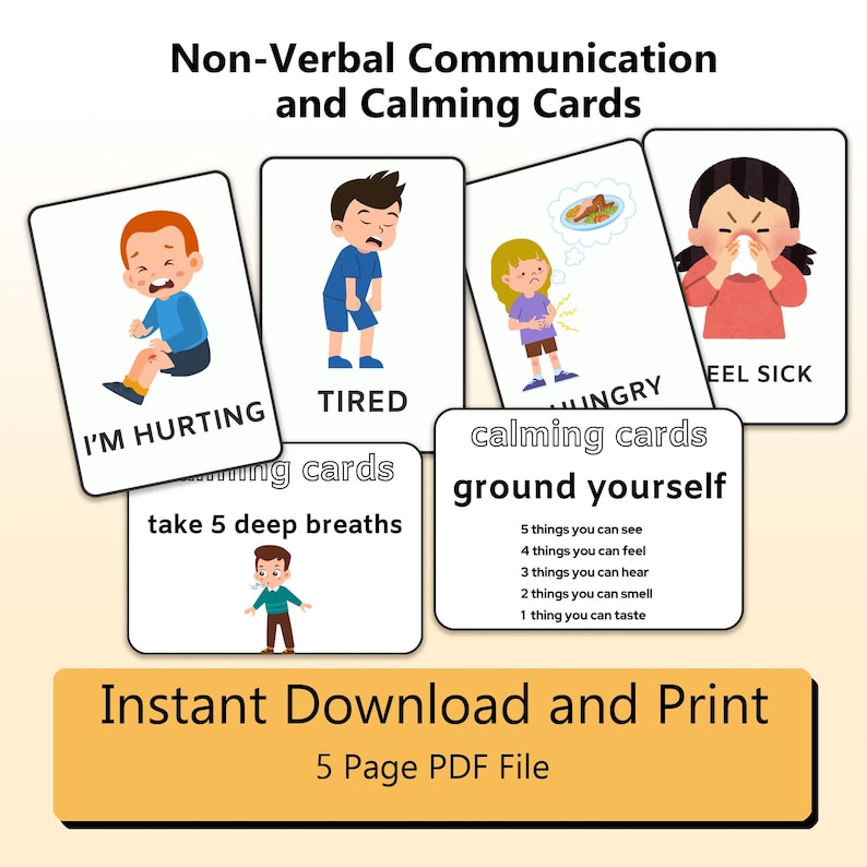 Non-verbal Communication & Calming Cards | Visual Supports (PDF) - Etsy