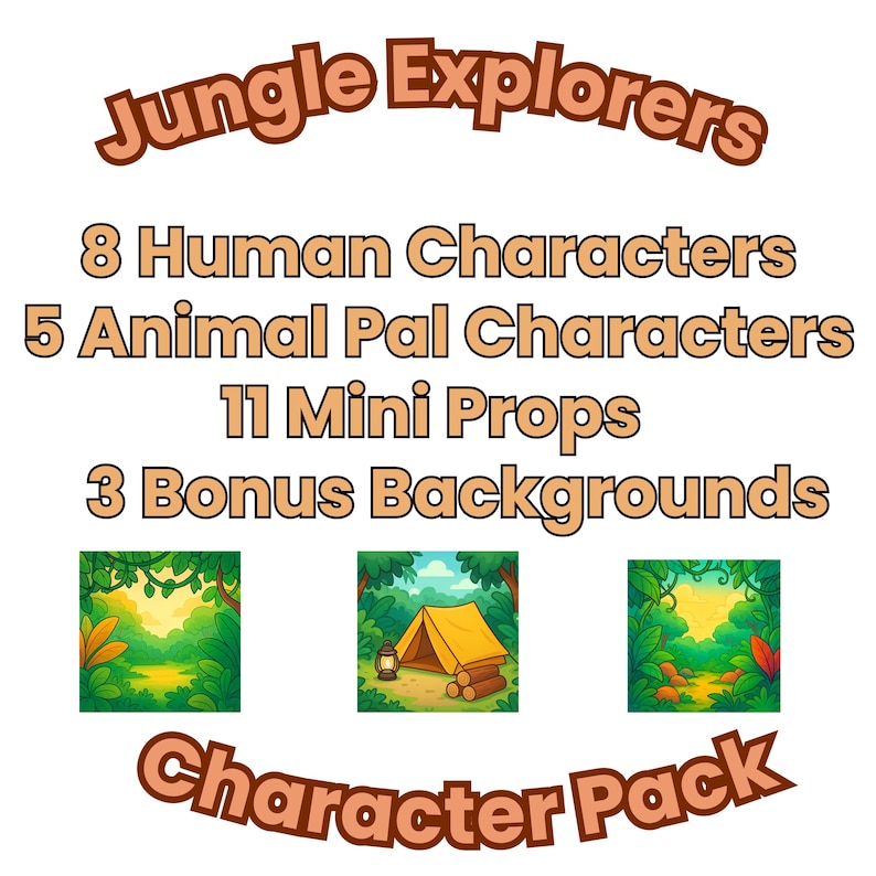 Explorer Character Clipart Bundle | Jungle Adventure Illustrations | 8 ...