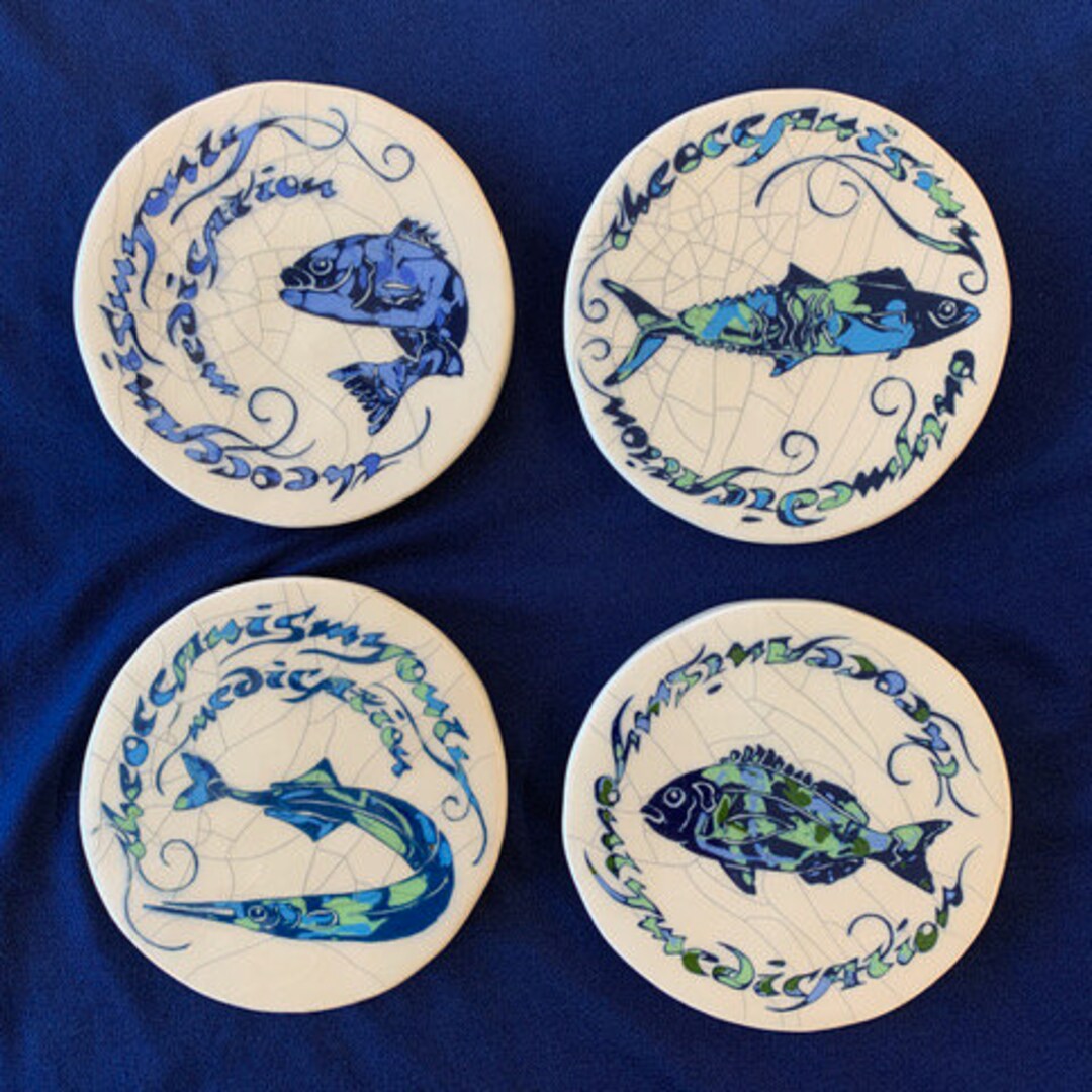 Cornish Hand Sculpted Ceramic Round Coaster - Etsy