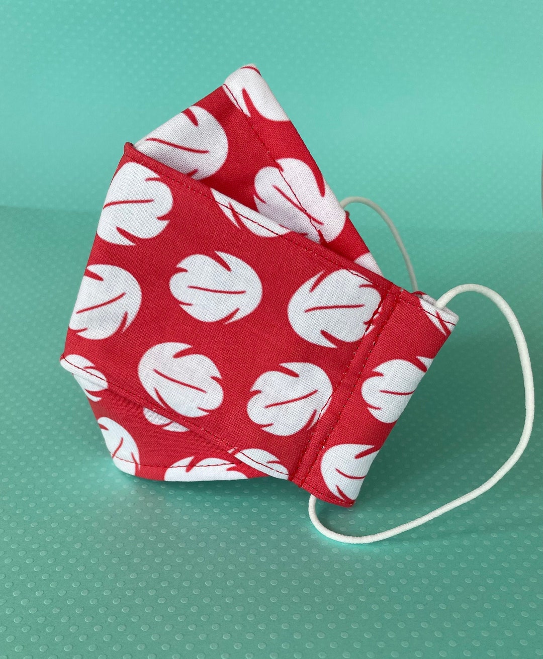 Origami 3D Hawaiian Summer Leaf Face Mask, Red Lilo Print, Fitted ...