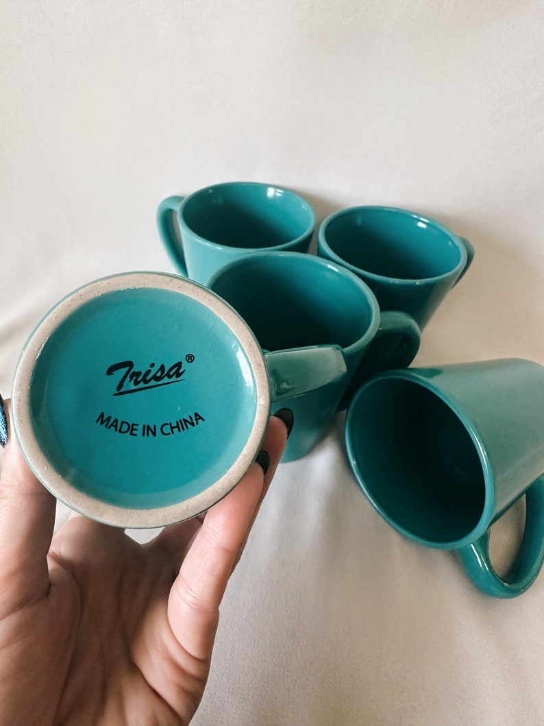 Trisa Teal Mugs Set of 5 - Etsy