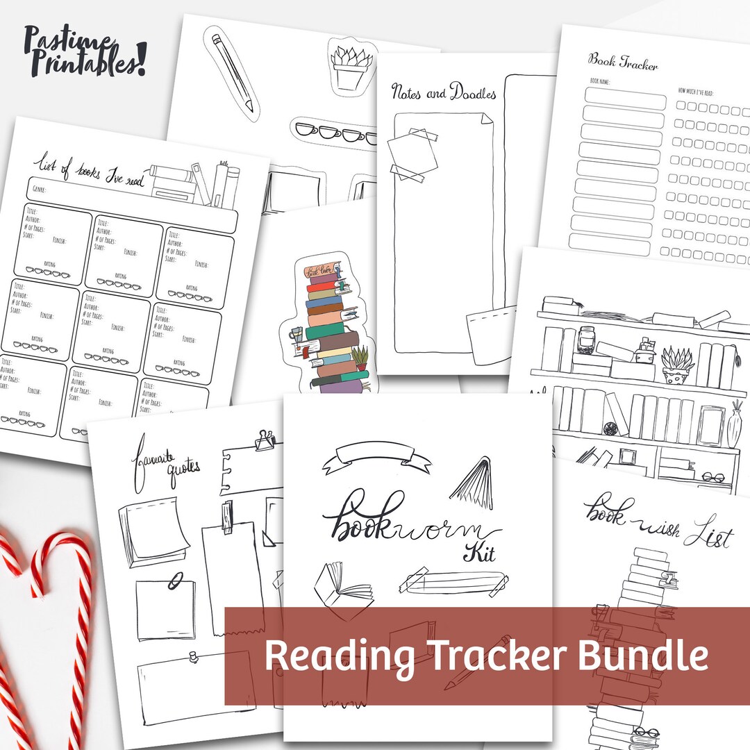 Bookworm Kit Printable , Bullet Journal, Bookshelf Reading Tracker, to ...