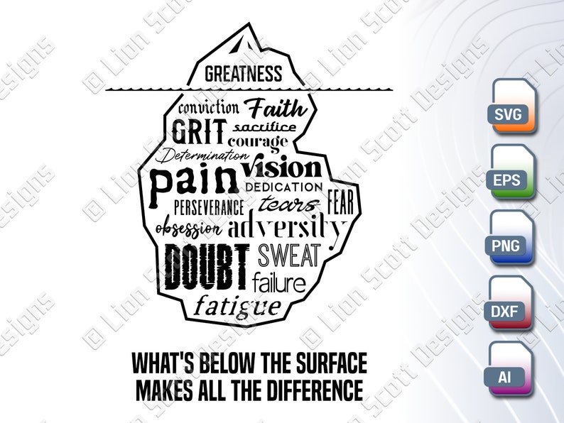 Iceberg Motivation Vector Design | Digital Download | EPS, SVG, DXF and ...