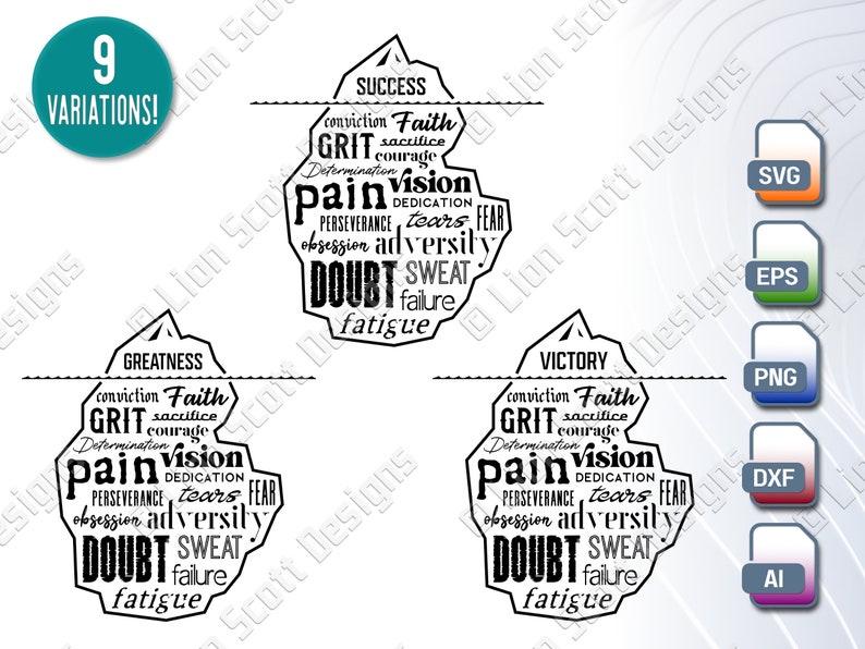 Iceberg Motivation Vector Design | Digital Download | EPS, SVG, DXF and ...