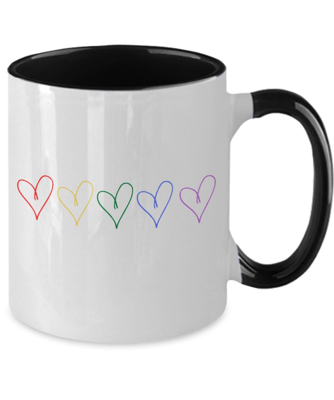 Pride Two Toned Coffee Cup, Gifts for Pride Month, Lgbtq Coffee Cup, Rainbow Hearts Coffee Cup ...