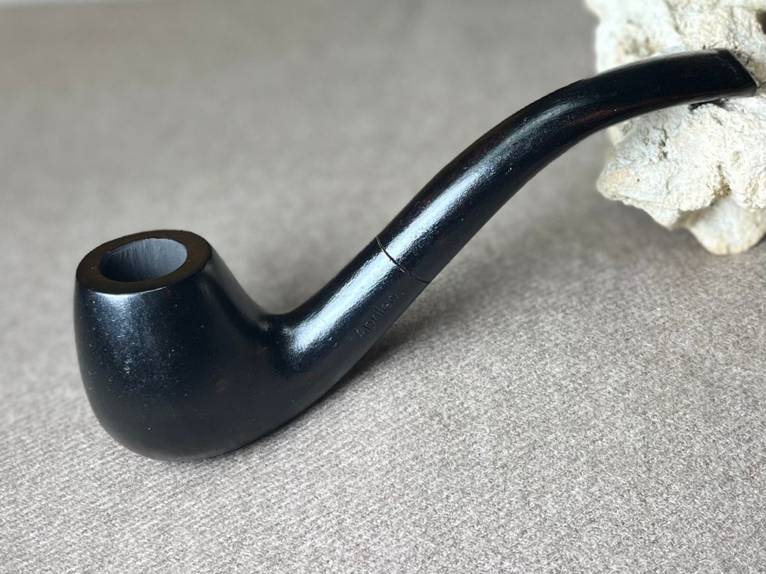 Full Apple Bent Tobacco Pipe Black Lacquer Smoking Pipe Handmade ...
