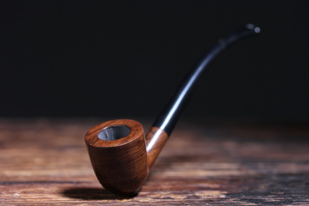 Wooden Tobacco Pipe Handmade Ebony Wood Churchwarden Pipe Smoking Pipe ...