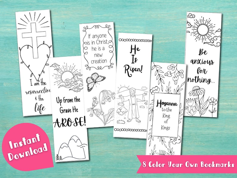 Easter Color Your Own Bookmarks | Instant Download PDF | Scripture ...