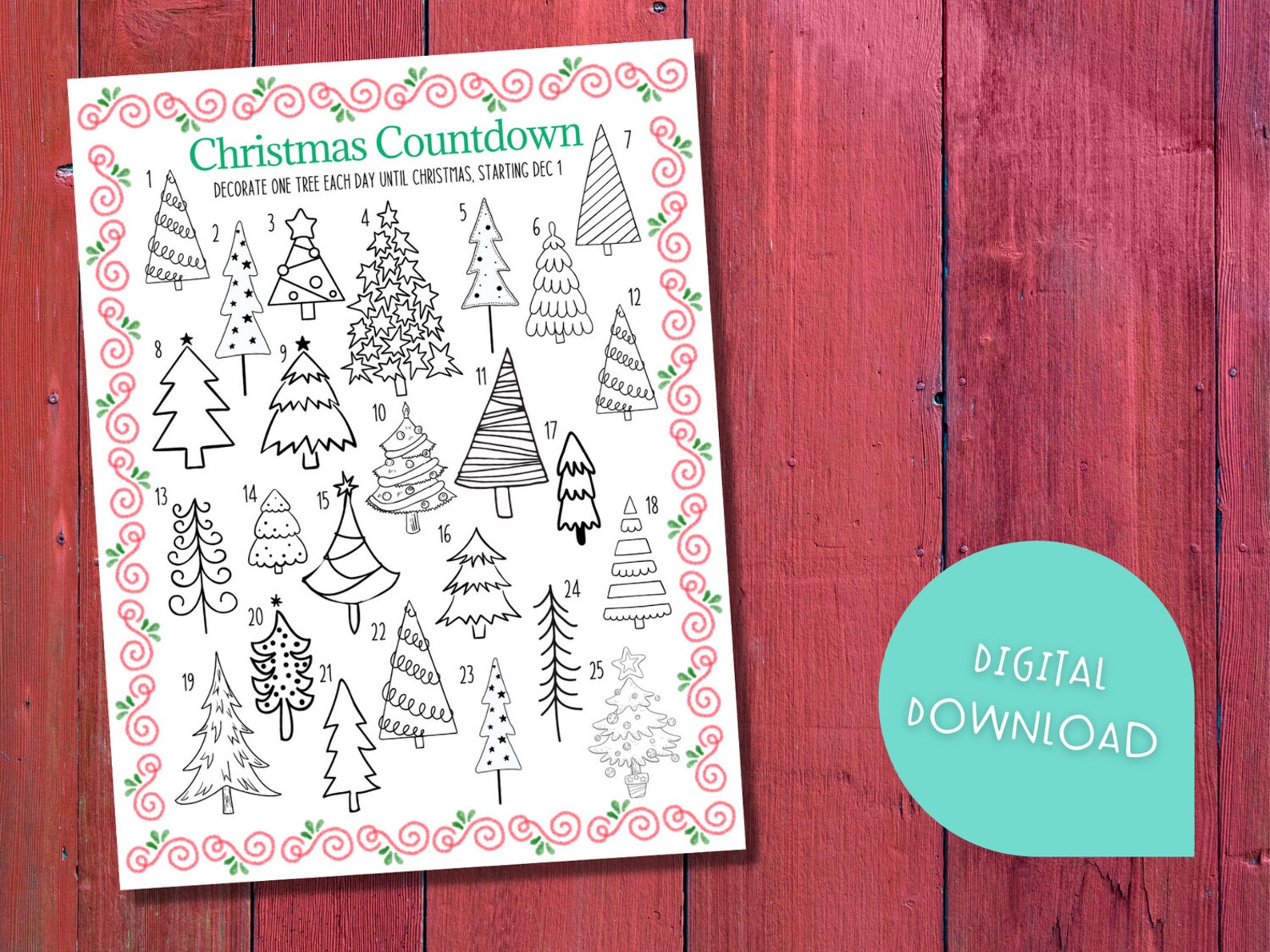 Christmas Countdown Printable | Countdown to Christmas Coloring Page ...