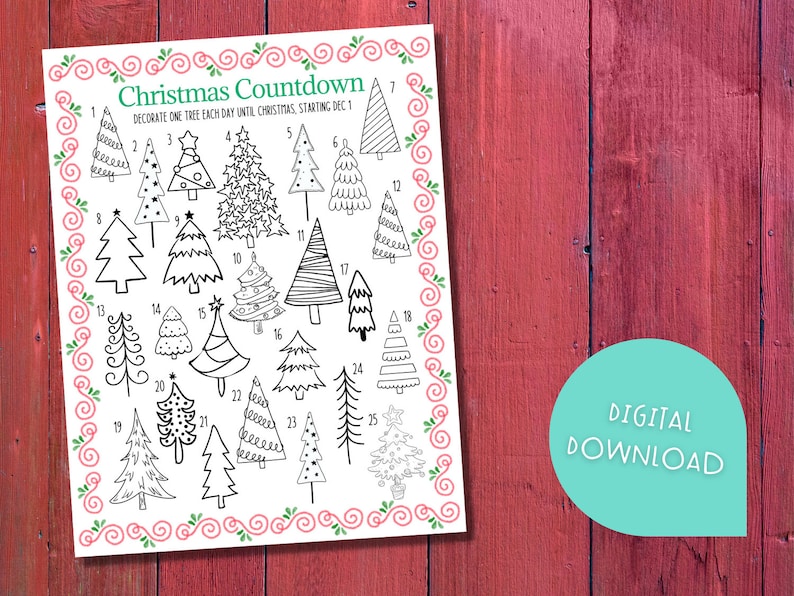Christmas Countdown Printable | Countdown to Christmas Coloring Page ...