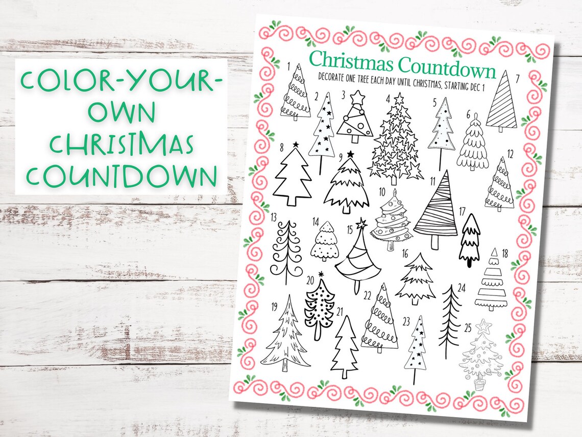 Christmas Countdown Printable | Countdown to Christmas Coloring Page ...