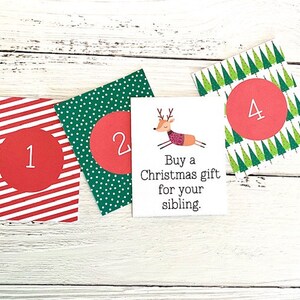Printable Christmas Countdown Advent Calendar Cards - Etsy