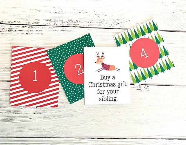 Printable Christmas Countdown Advent Calendar Cards - Etsy
