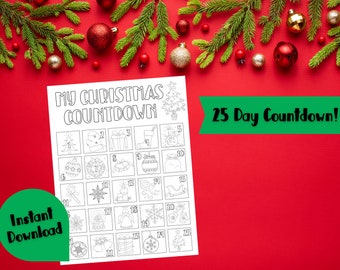 Printable Advent Calendar Christmas Countdown Activity Kids - Etsy