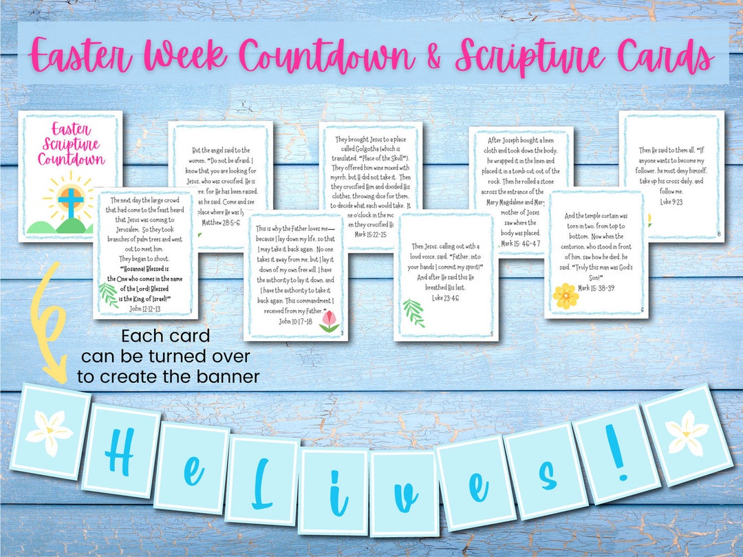 Easter Countdown & Scripture Cards Easter Printables Christ-centered ...