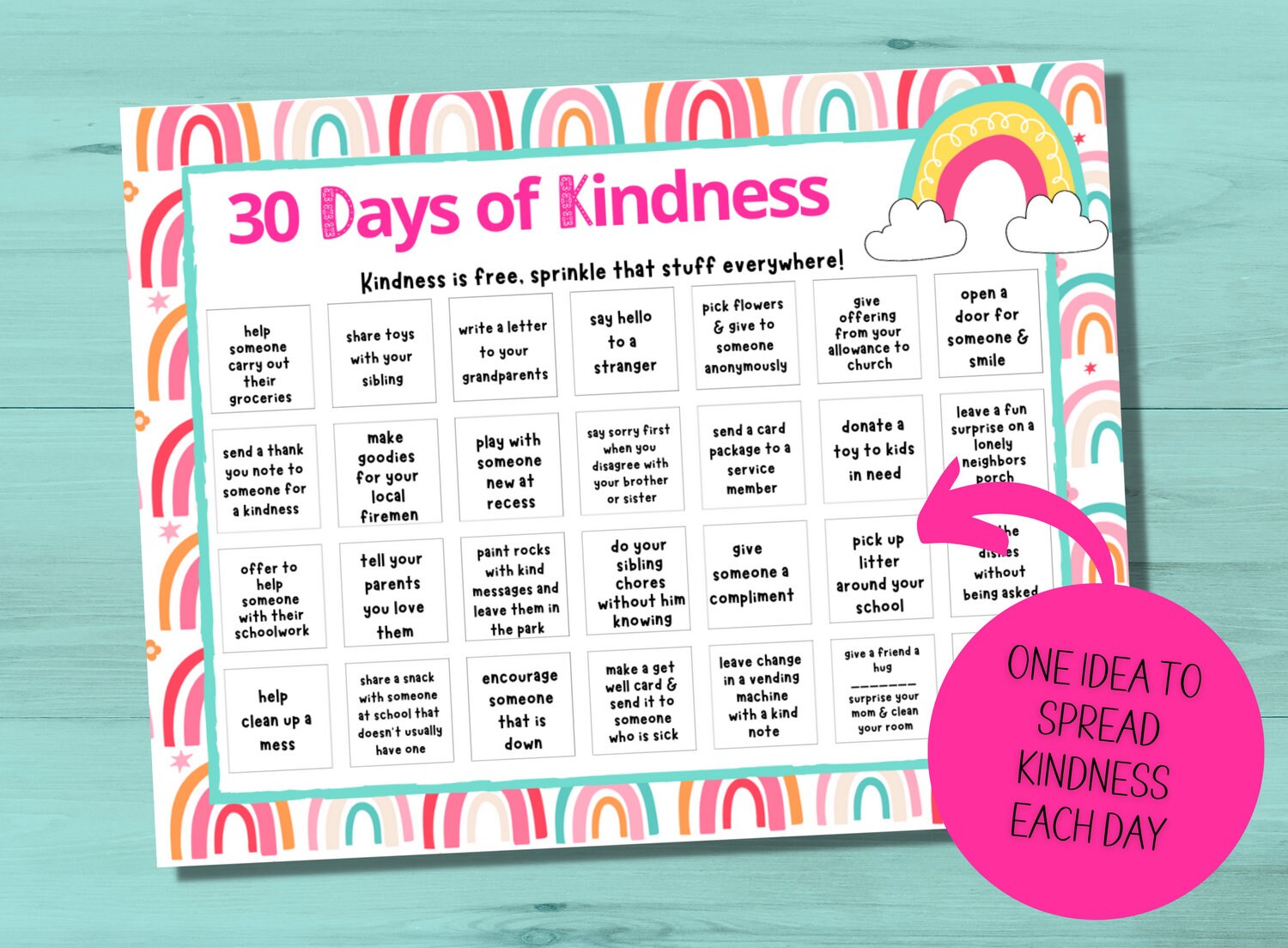 Kindness Calendar | Kindness Matters | Printable Kindness | Random Acts ...