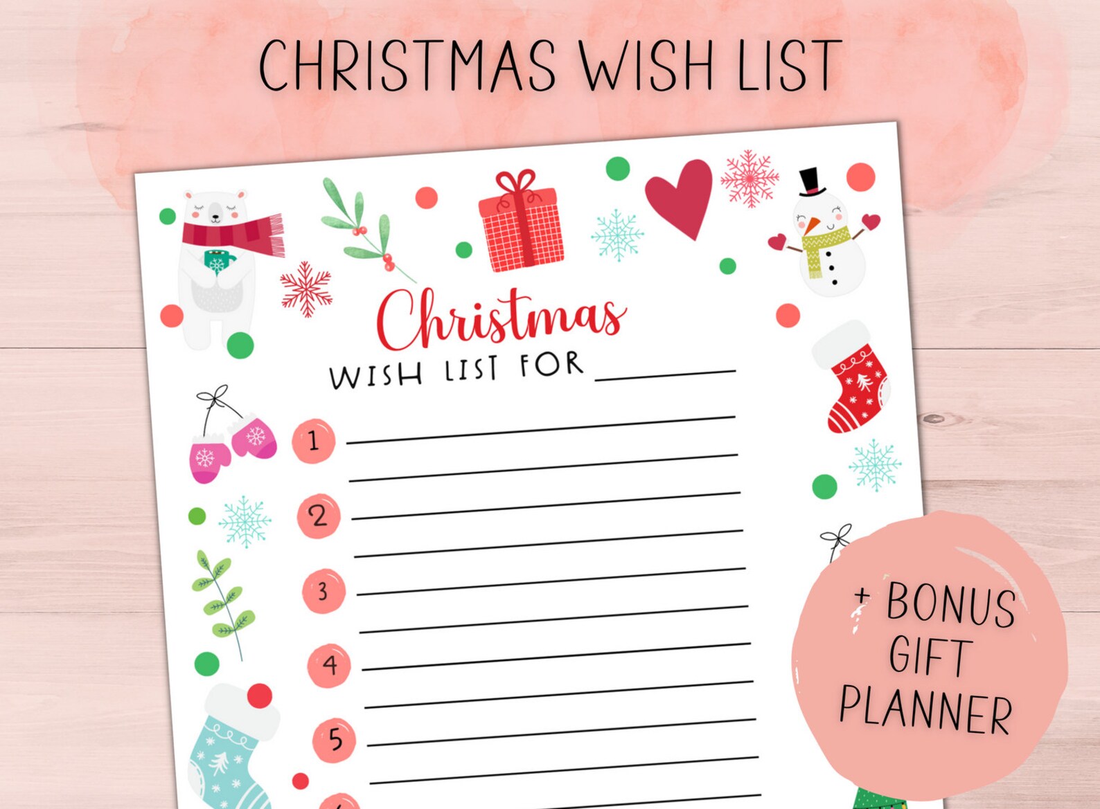 Christmas Wish List Printable | Kid's Christmas List | Holiday Wish ...