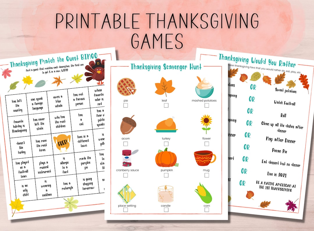 Printable Thanksgiving Games | Thanksgiving Table Activities| Fall Printable Games ...