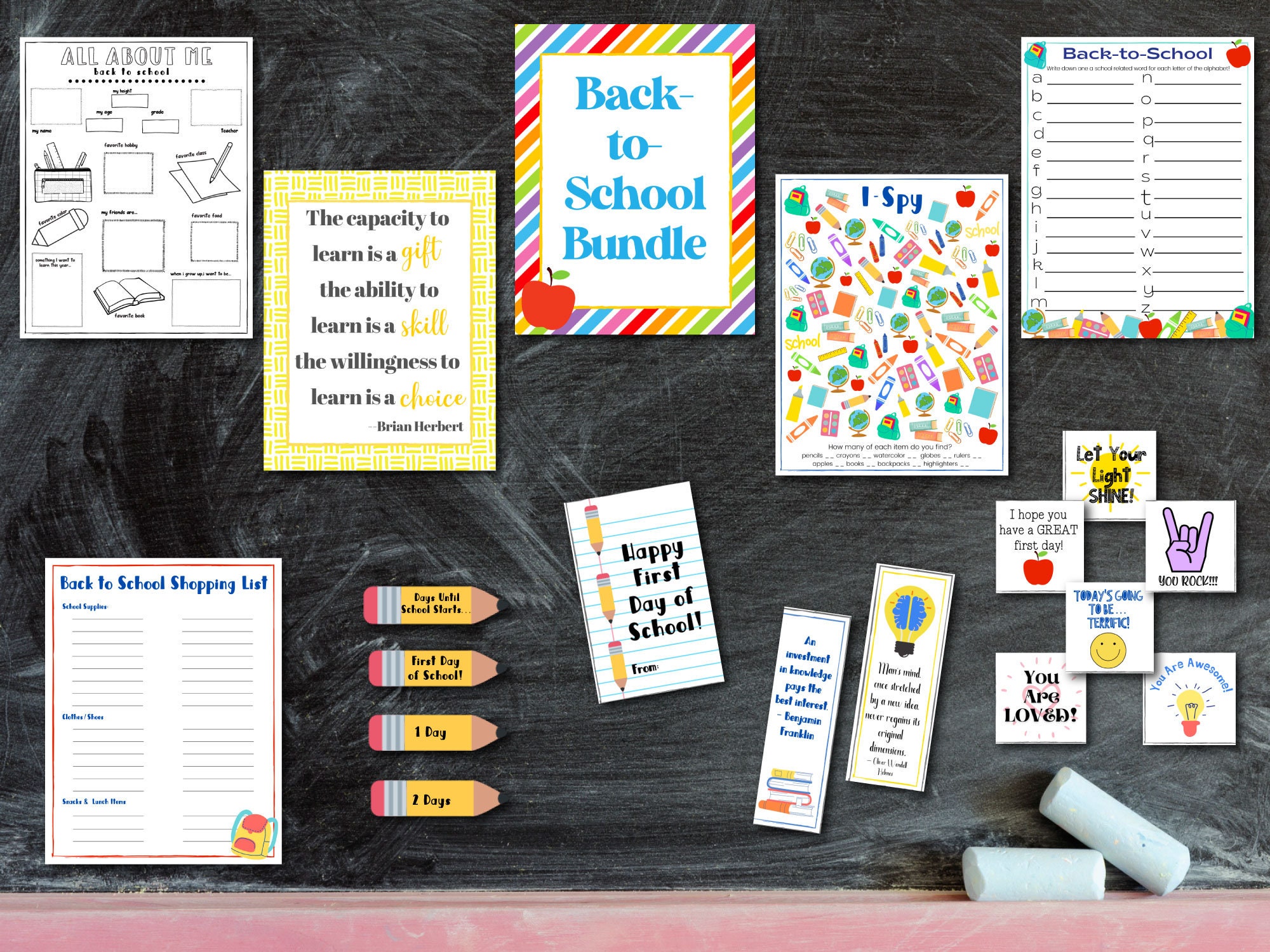 Back to School Kit | School Printable | First Day of School | School ...