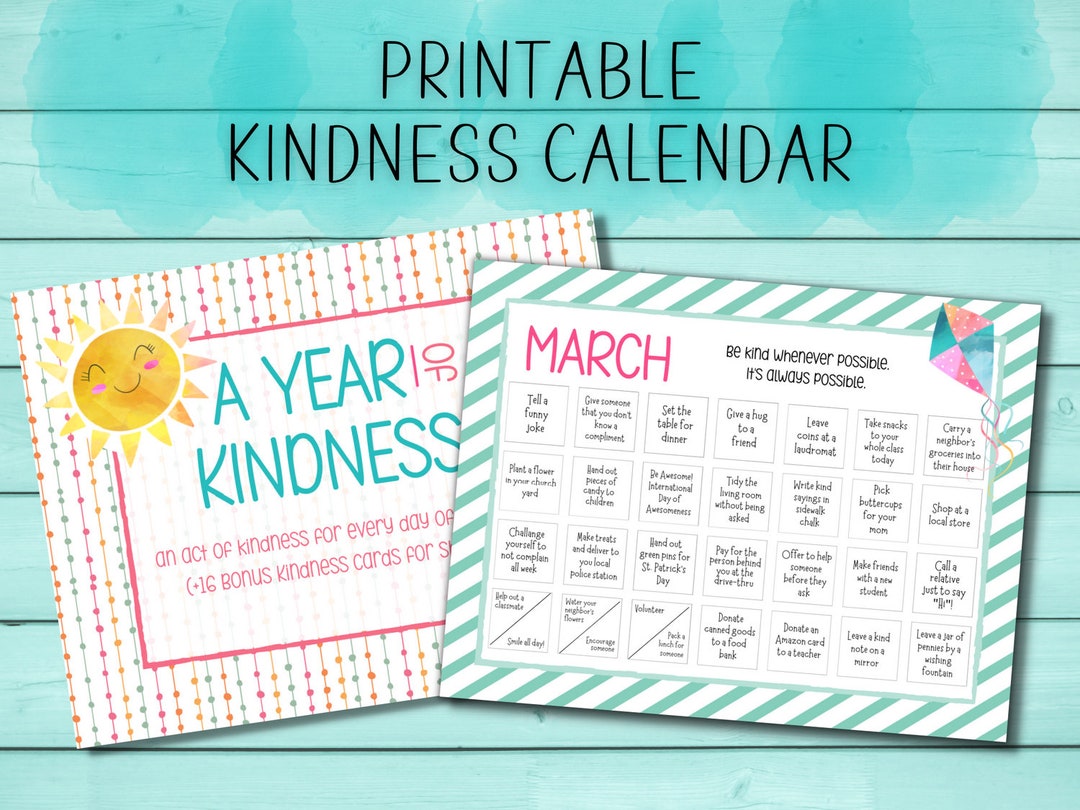 Kindness Calendar | Kindness Matters | Printable Kindness Cards ...