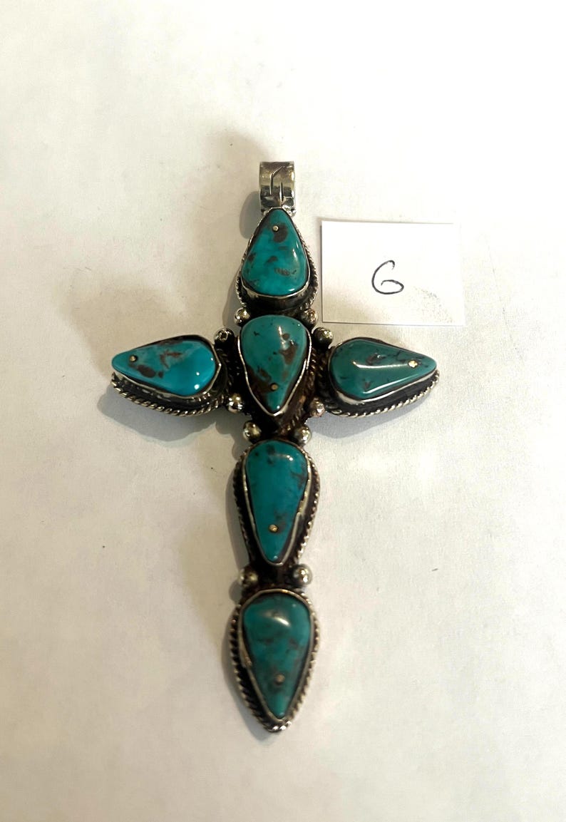 Cross With Natural Turquoise Pendant, Cross Pendant, Turquoise Pendant ...