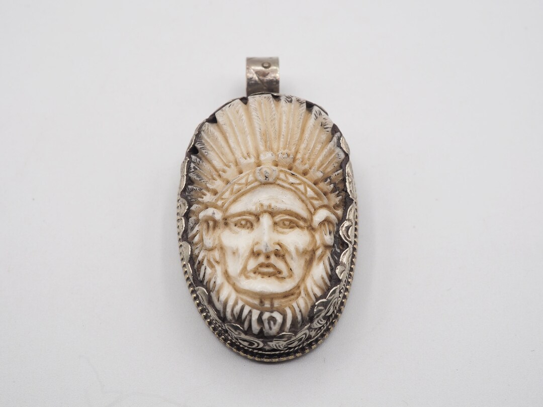 Red Indian Native American Pendant, Hand Carved Pendant P-147 - Etsy