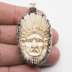 Red Indian Native American Pendant, Hand Carved Pendant P-147 - Etsy