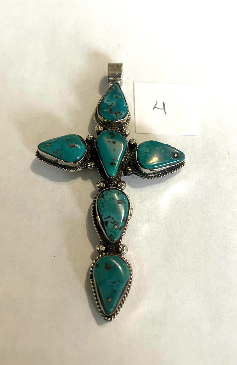 Cross With Natural Turquoise Pendant, Cross Pendant, Turquoise Pendant ...
