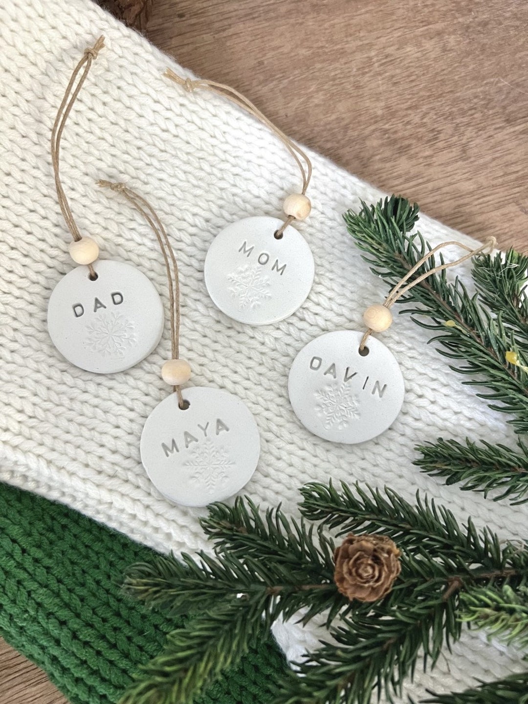 Custom Clay Name Tag, Christmas Stocking Decor, Personalized Gift Tag ...