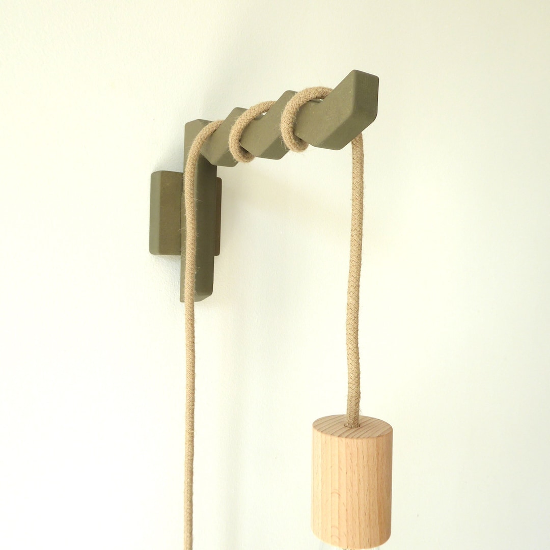 Handmade Plug-in Pendant Lamp Hook: Wooden Pendant Light Wall Bracket ...