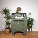 Vintage Lebus Green Writing Bureau Desk With Tropical Jungle - Custom ...