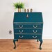 Teal and Gold Writing Bureau Desk Custom Order - Etsy
