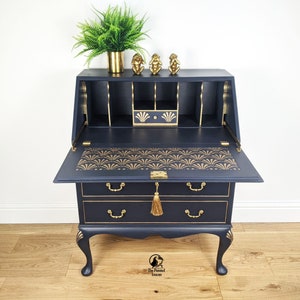 Navy and Gold Bureau, Writing Desk Custom Order - Etsy