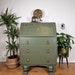 Vintage Lebus Green Writing Bureau Desk With Tropical Jungle - Custom ...