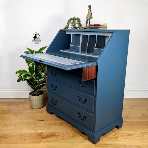 Teal and Gold Writing Bureau Desk Custom Order - Etsy UK