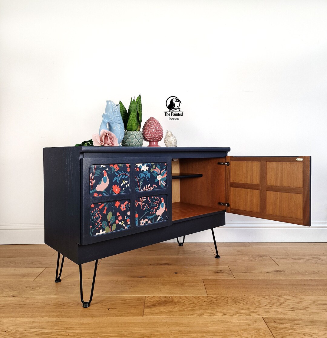 Vintage Nathan Mid Century Blue Sideboard Drinks Cabinet TV Unit ...