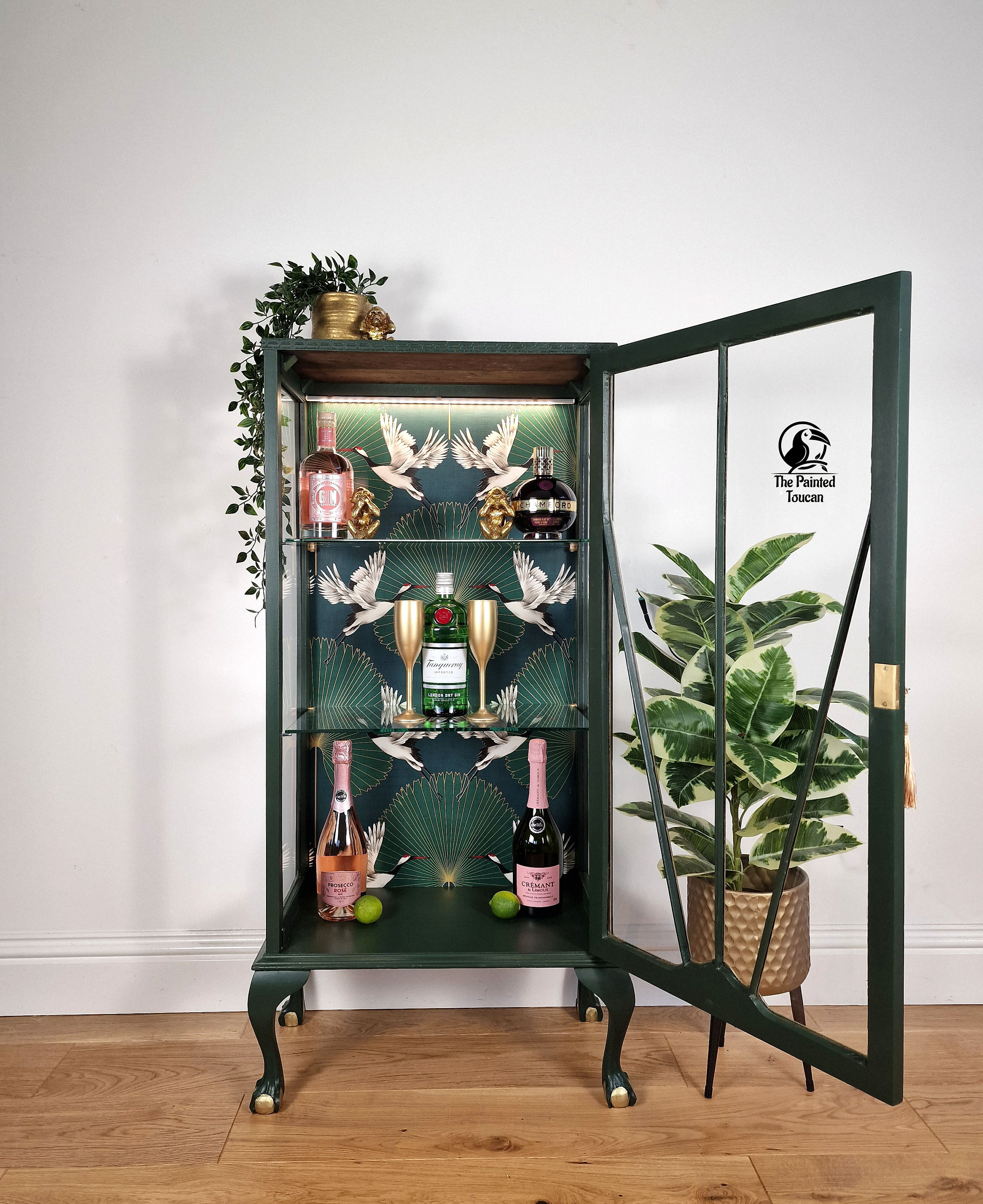 Vintage Art Deco Green Drinks Cocktail Display Cabinet - Custom Order ...