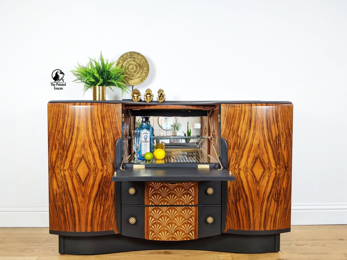 Beautility Art Deco Drinks Cocktail Cabinet / Sideboard - Etsy UK